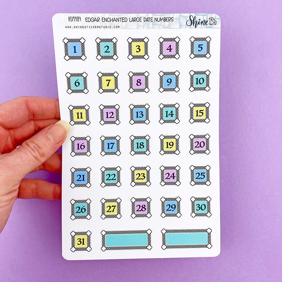 Edgar Enchanted Large Date Number Planner Stickers – Shine Sticker Studio