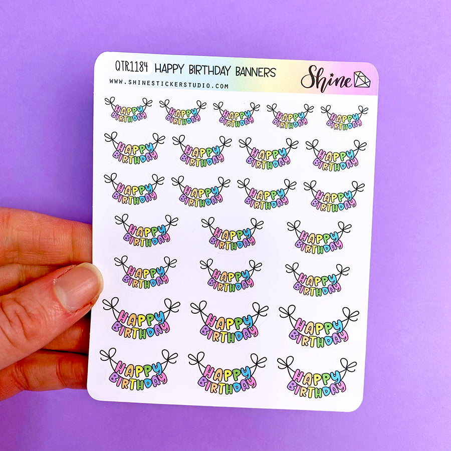 Happy Birthday Banner Decorative Planner Stickers – Shine Sticker Studio