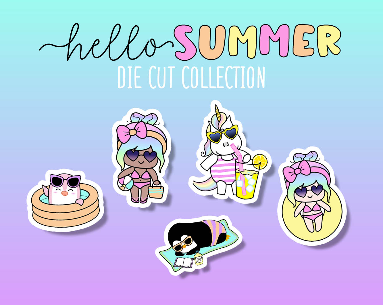 Hello Summer Sticker DIE CUT Collection – Shine Sticker Studio
