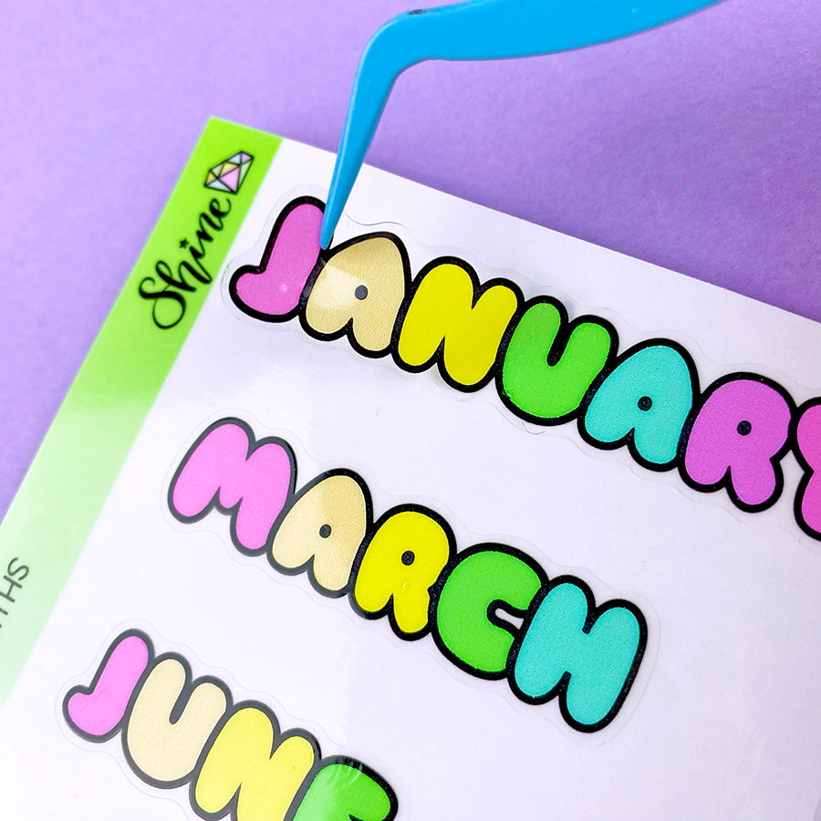 Large Bubble Letter Months Planner Stickers – Shine Sticker Studio
