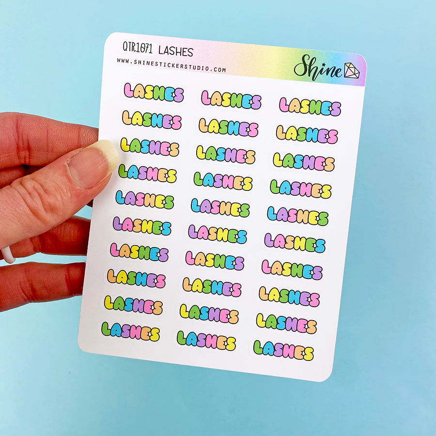 Bubble Letter "Lashes" Stickers – Shine Sticker Studio