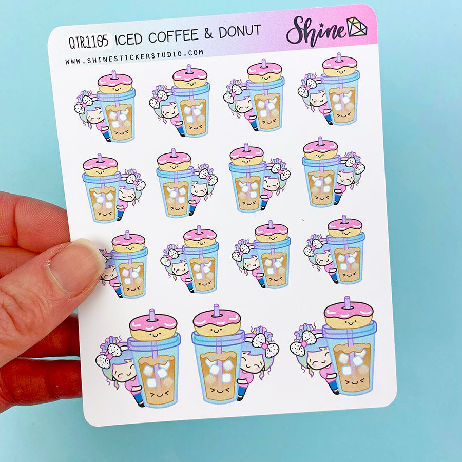 Luna Iced Coffee & Donut Stickers – Shine Sticker Studio