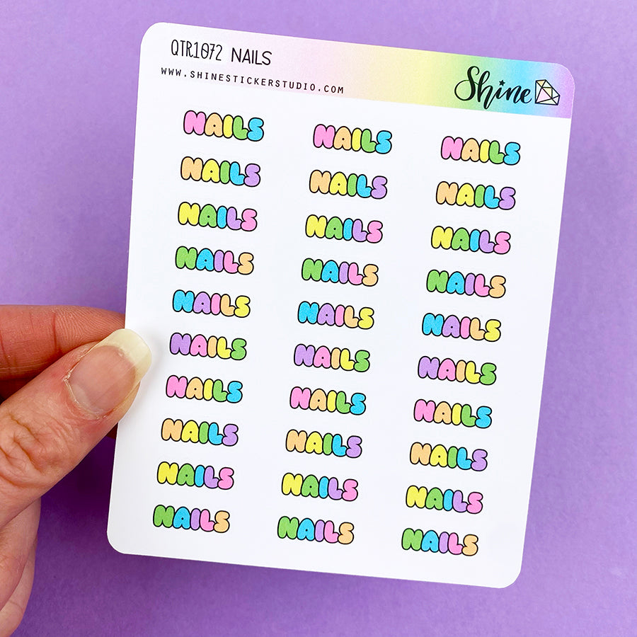 Bubble Letter "Nails" Stickers – Shine Sticker Studio
