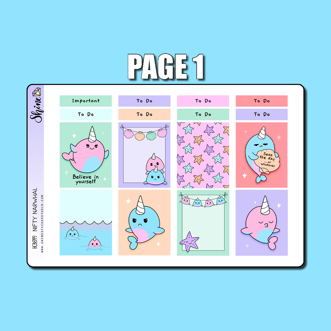Nifty Narwhal Hobonichi Cousin Sticker Kit – Shine Sticker Studio