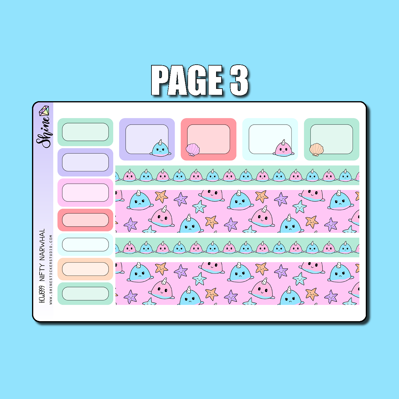 Nifty Narwhal Hobonichi Cousin Sticker Kit – Shine Sticker Studio