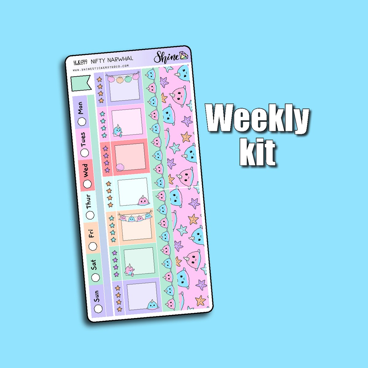 Nifty Narwhal Hobonichi Weeks Sticker Kit – Shine Sticker Studio