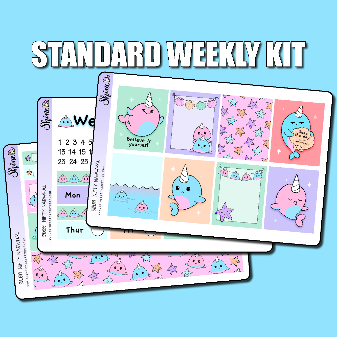 Nifty Narwhal Vertical Weekly Sticker Kit – Shine Sticker Studio