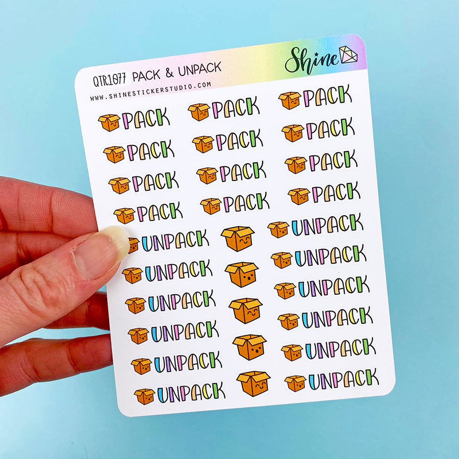 Packing & Unpacking Typography Deco Stickers – Shine Sticker Studio