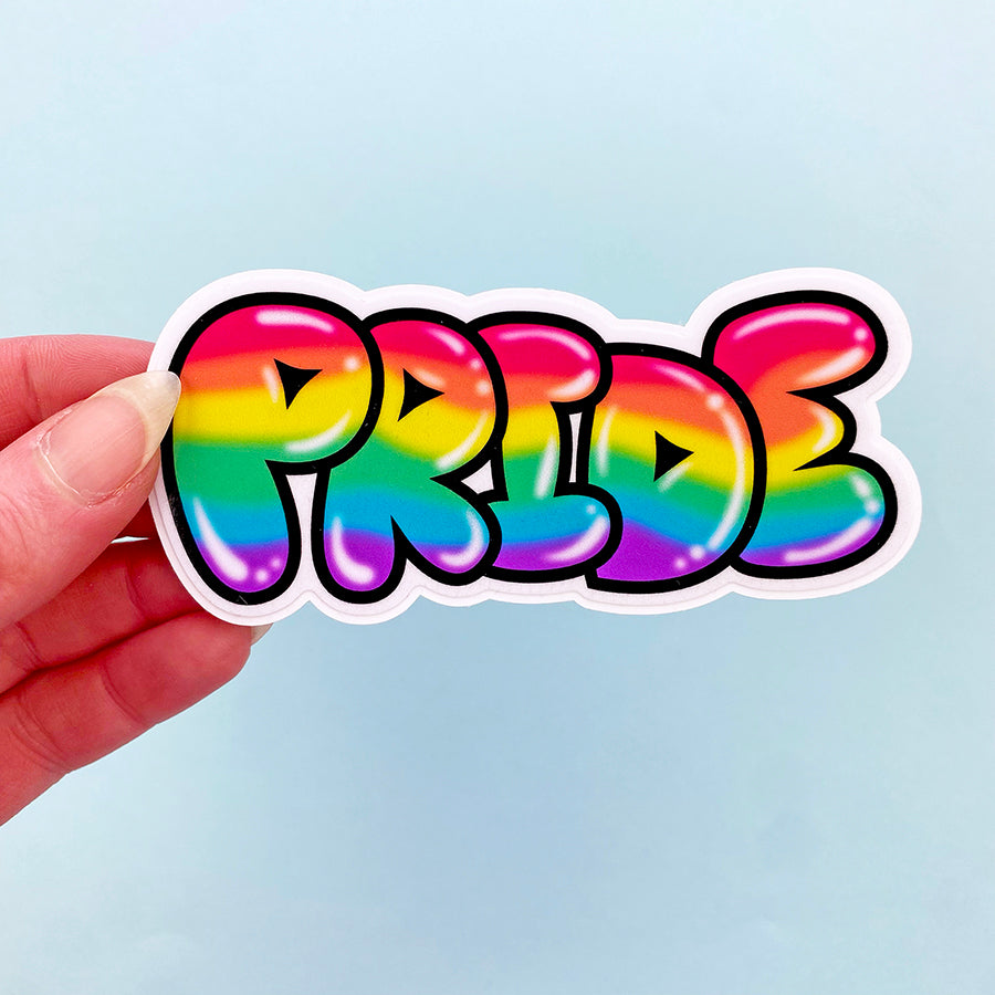 Bubble Letter "Pride" Laminated Die Cut Vinyl Decal – Shine Sticker Studio