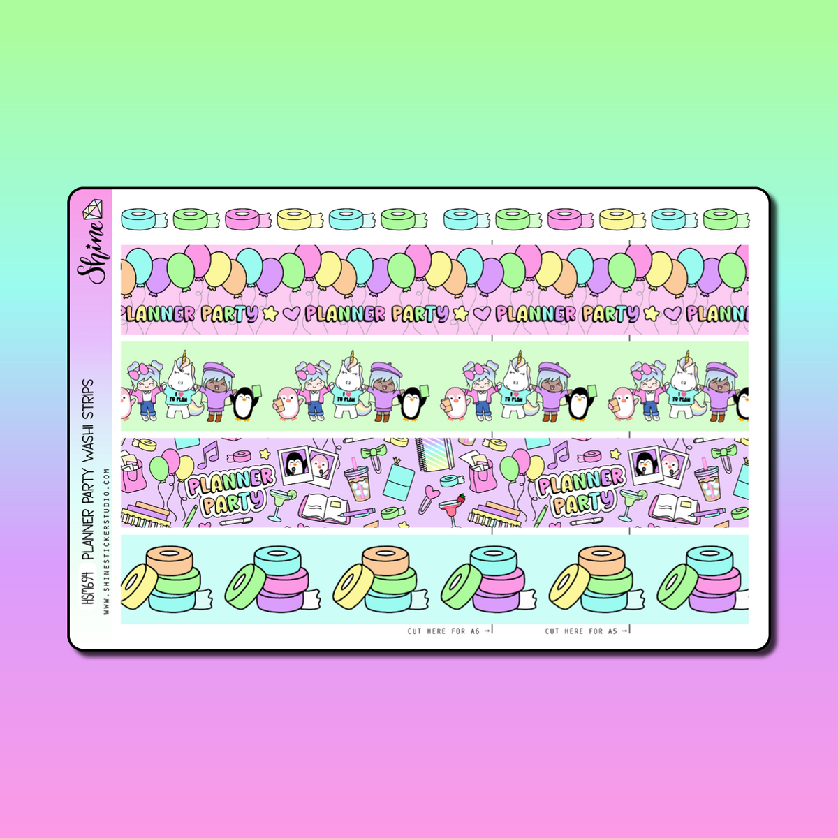 Planner Party Washi Strip Stickers – Shine Sticker Studio