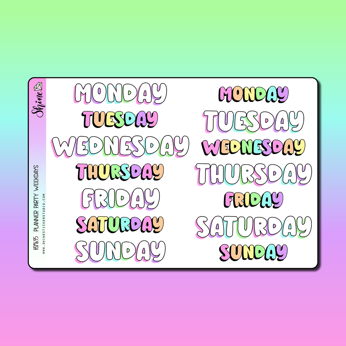 Planner Party Weekday Stickers – Shine Sticker Studio