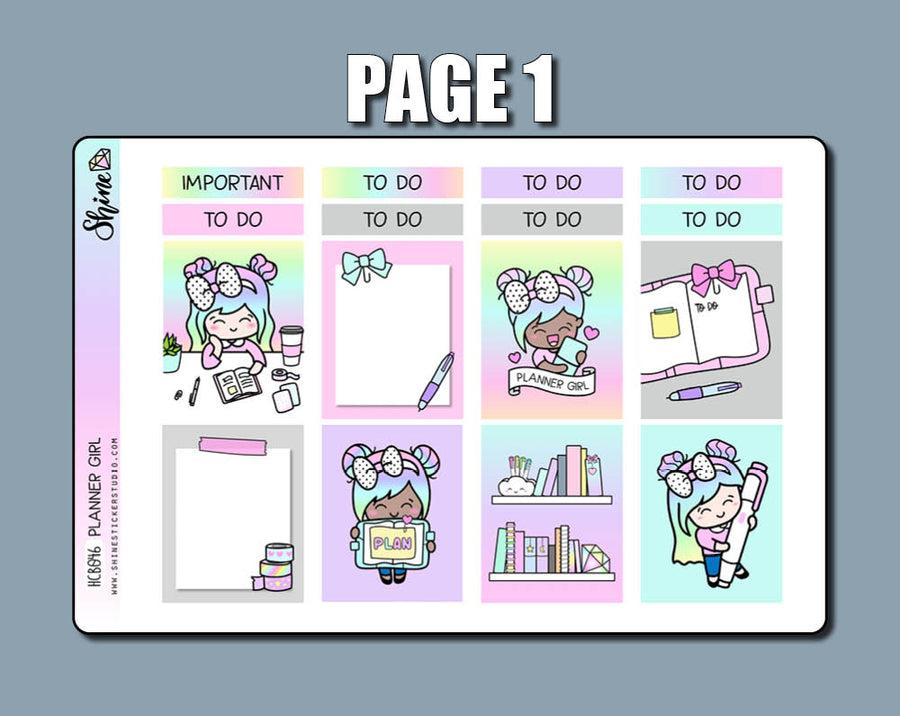 Luna Planner Girl Hobonichi Cousin Sticker Kit – Shine Sticker Studio
