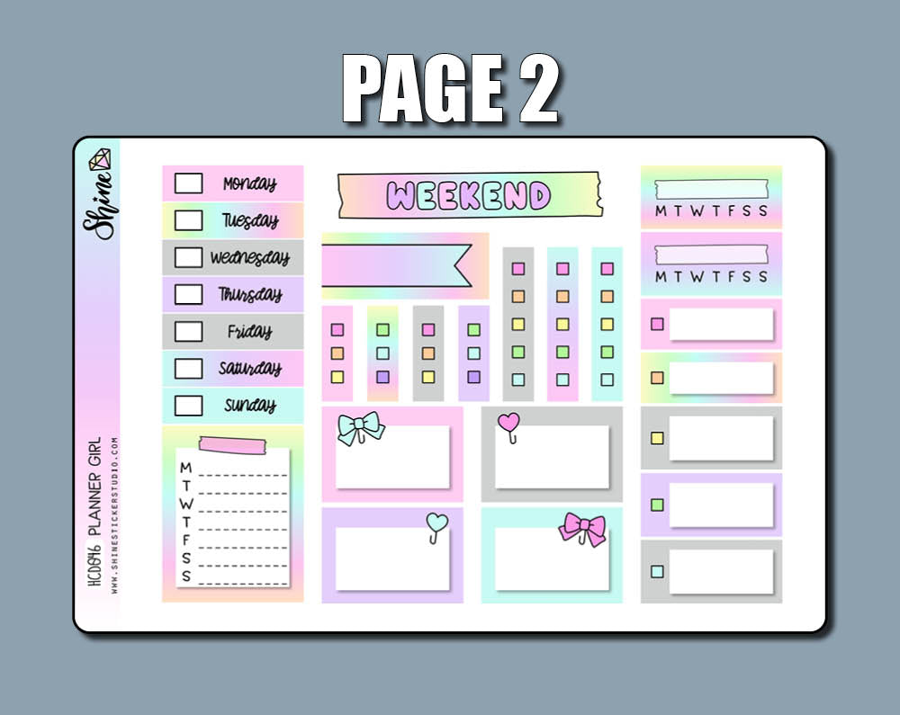 Luna Planner Girl Hobonichi Cousin Sticker Kit – Shine Sticker Studio