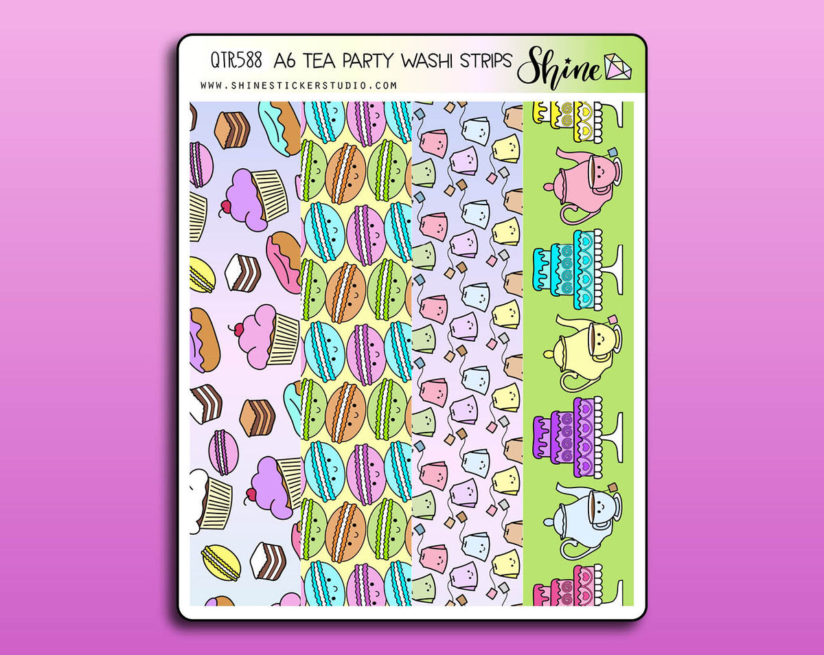 A6 Tea Party Washi Strip Stickers – Shine Sticker Studio