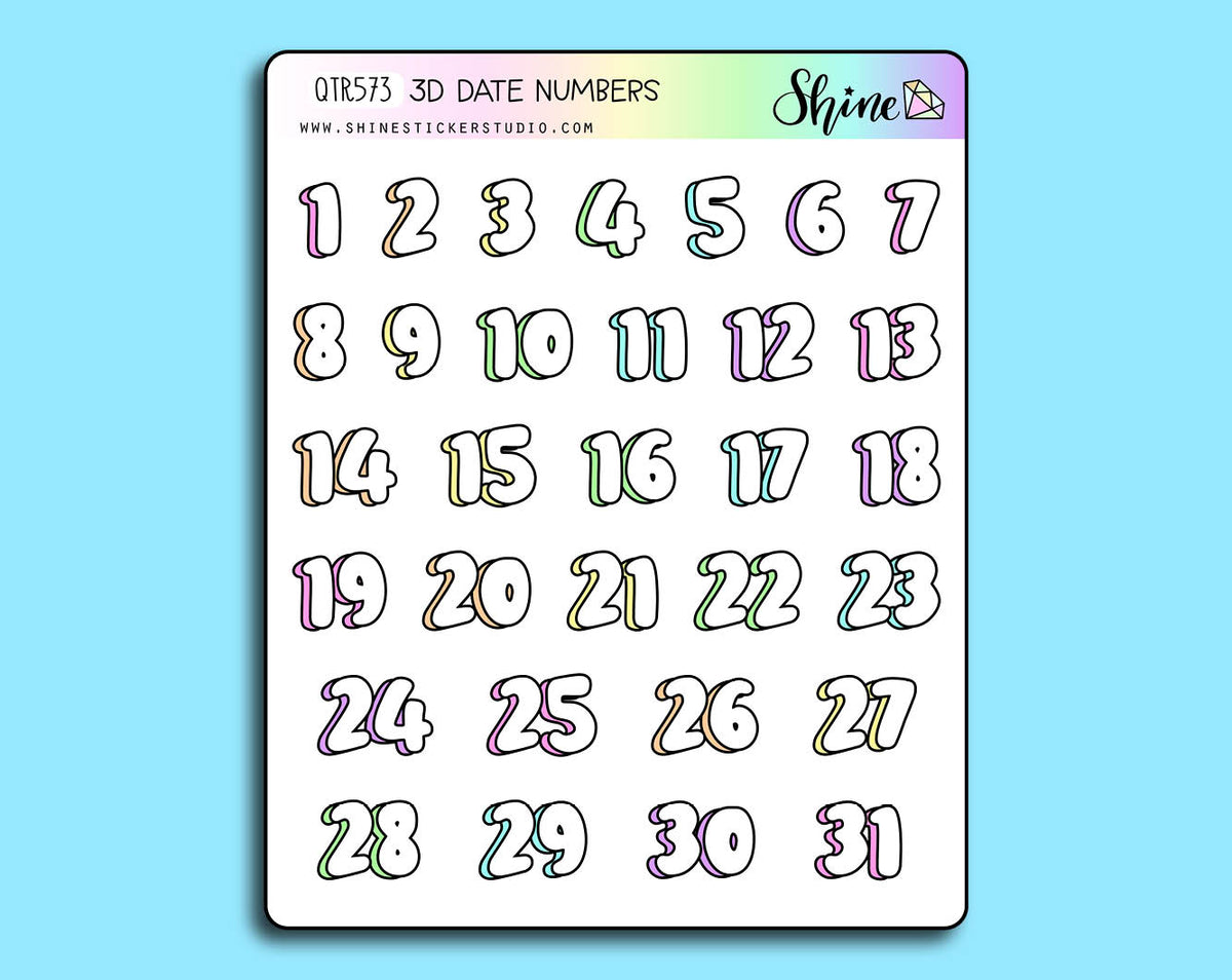 3D Date Number Stickers – Shine Sticker Studio