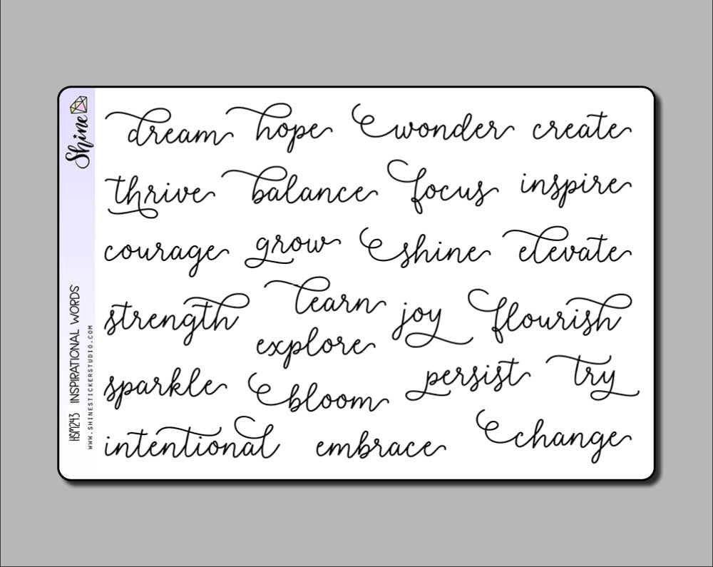 Clear Inspirational Words Stickers – Shine Sticker Studio