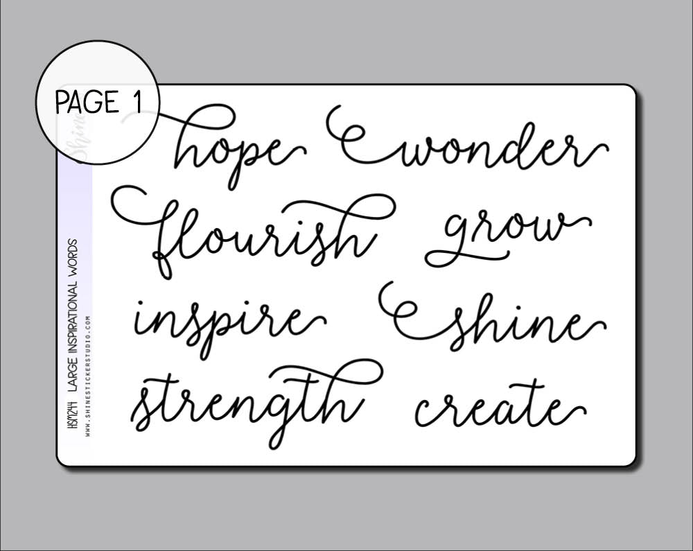 Large Clear Inspirational Words Stickers – Shine Sticker Studio