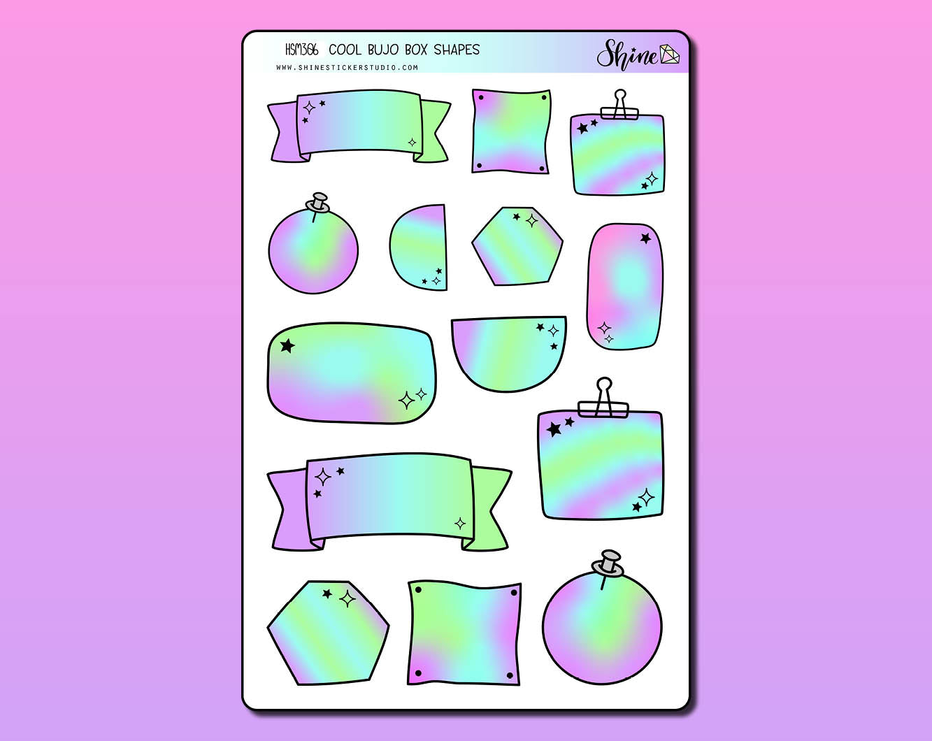 Colorful Bujo Box Shapes – Shine Sticker Studio