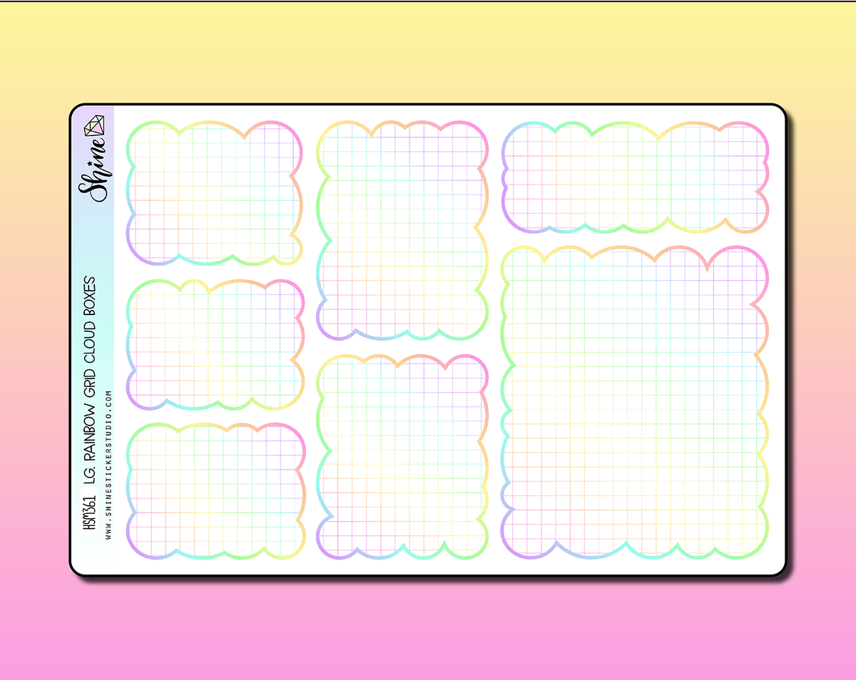Large Rainbow Grid Cloud Boxes Stickers – Shine Sticker Studio
