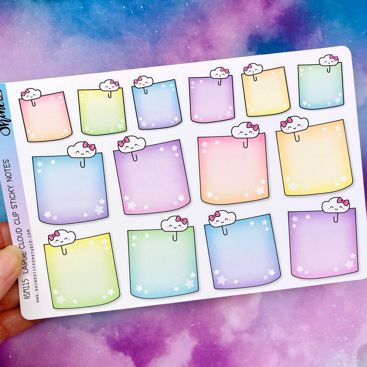 Large Cloud Clip Sticky Note Stickers – Shine Sticker Studio