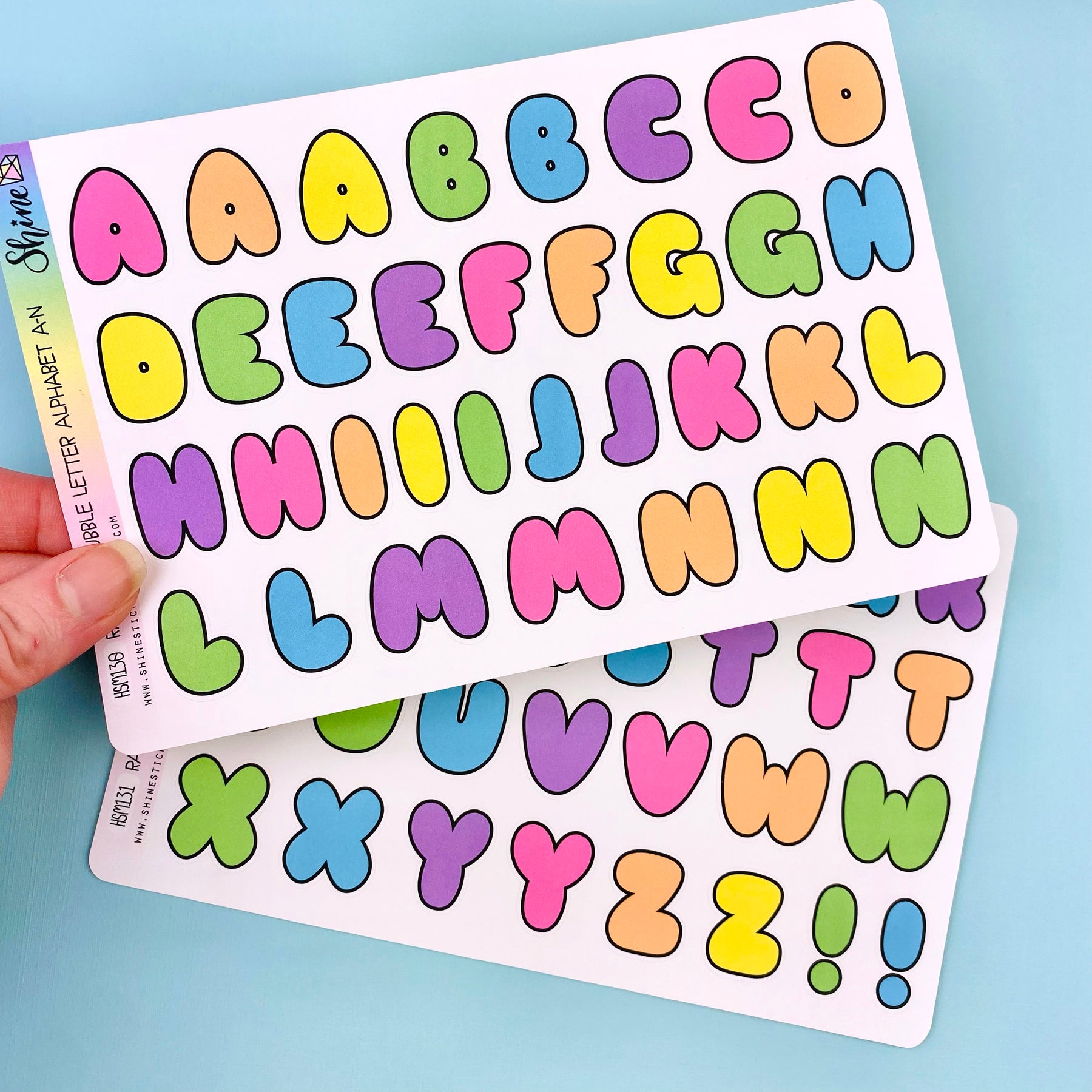 Large Rainbow Bubble Letter Alphabet Stickers – Shine Sticker Studio