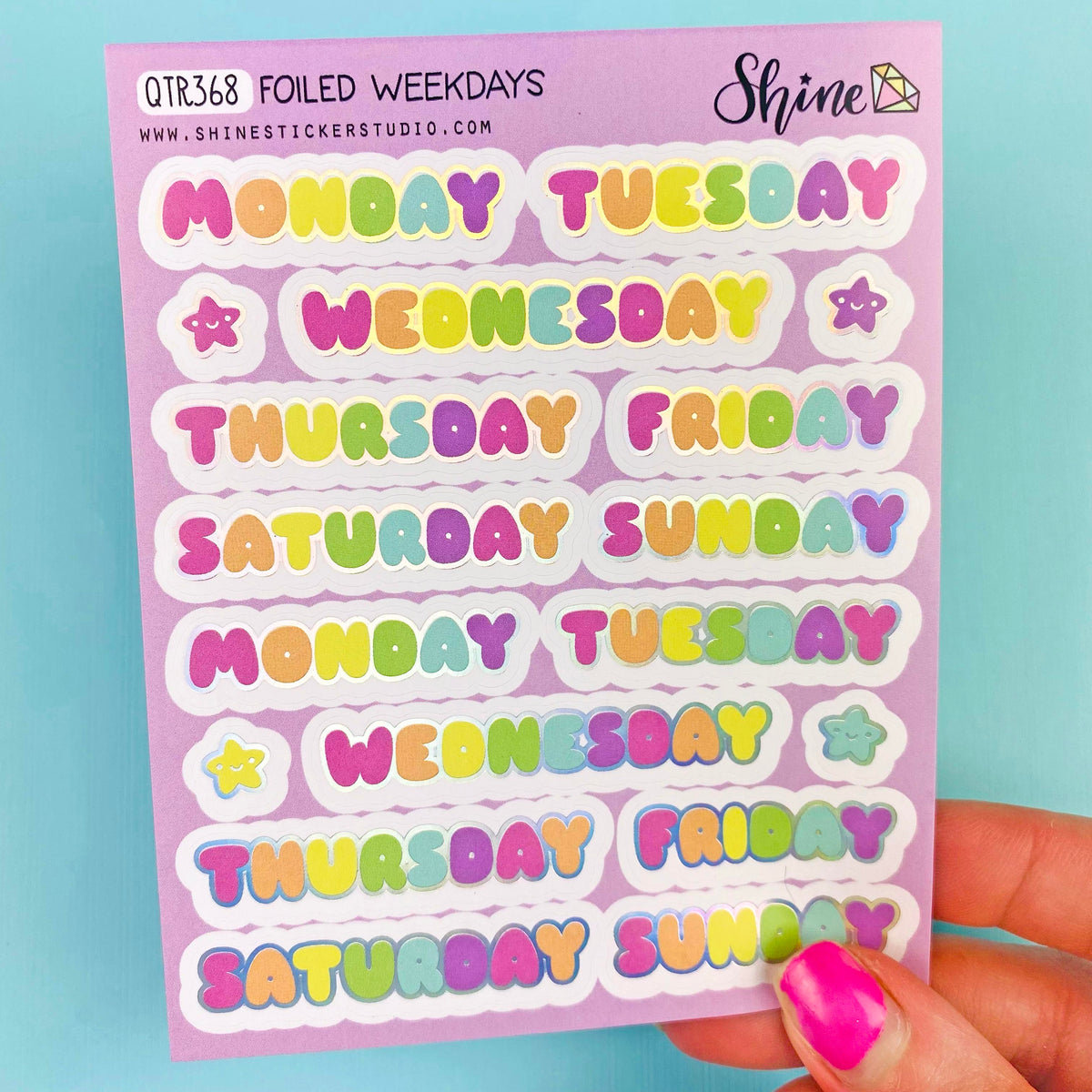Holographic FOILED Rainbow Weekday Stickers – Shine Sticker Studio