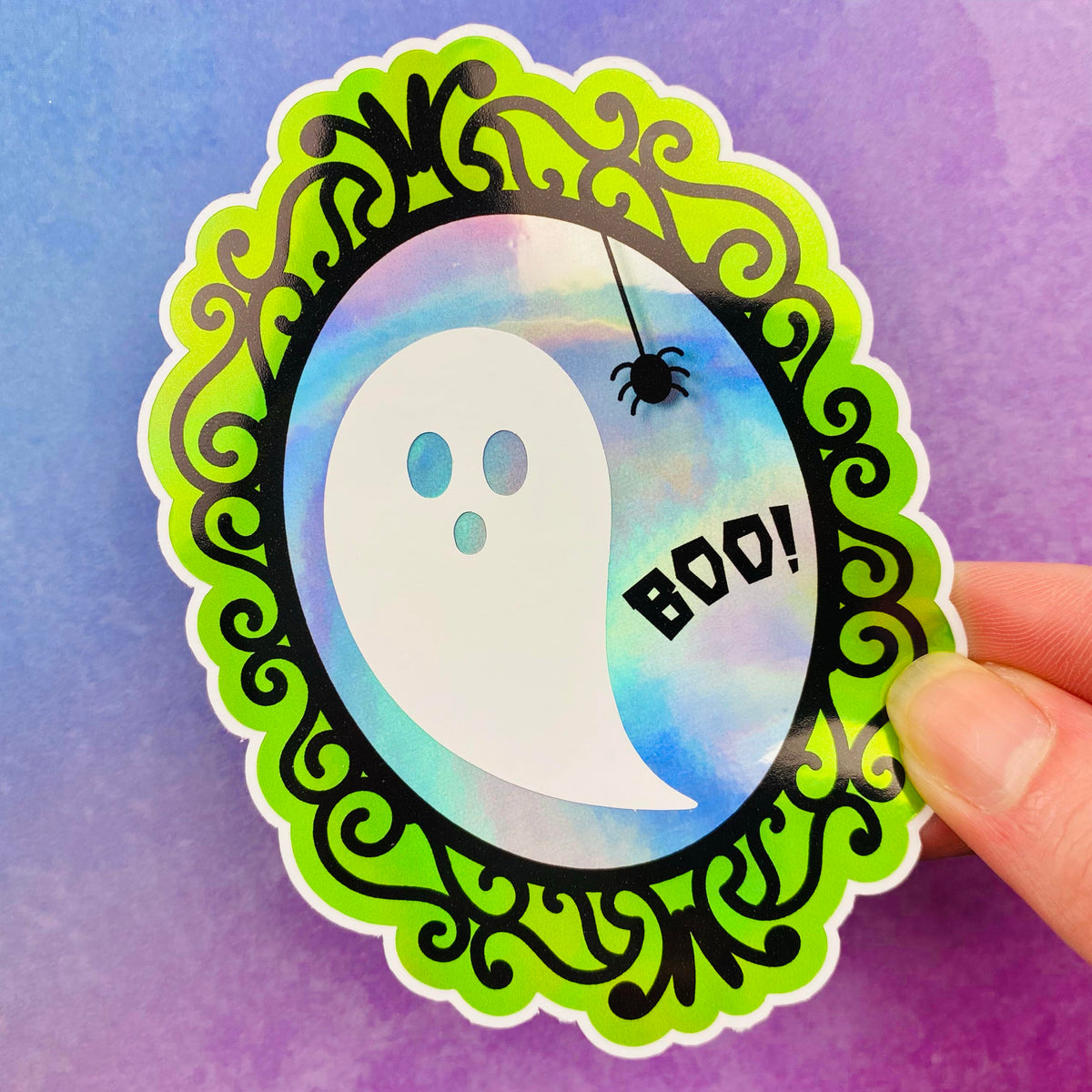 HOLOGRAPHIC Halloween Ghost Boo Die Cut Vinyl Decal – Shine Sticker Studio