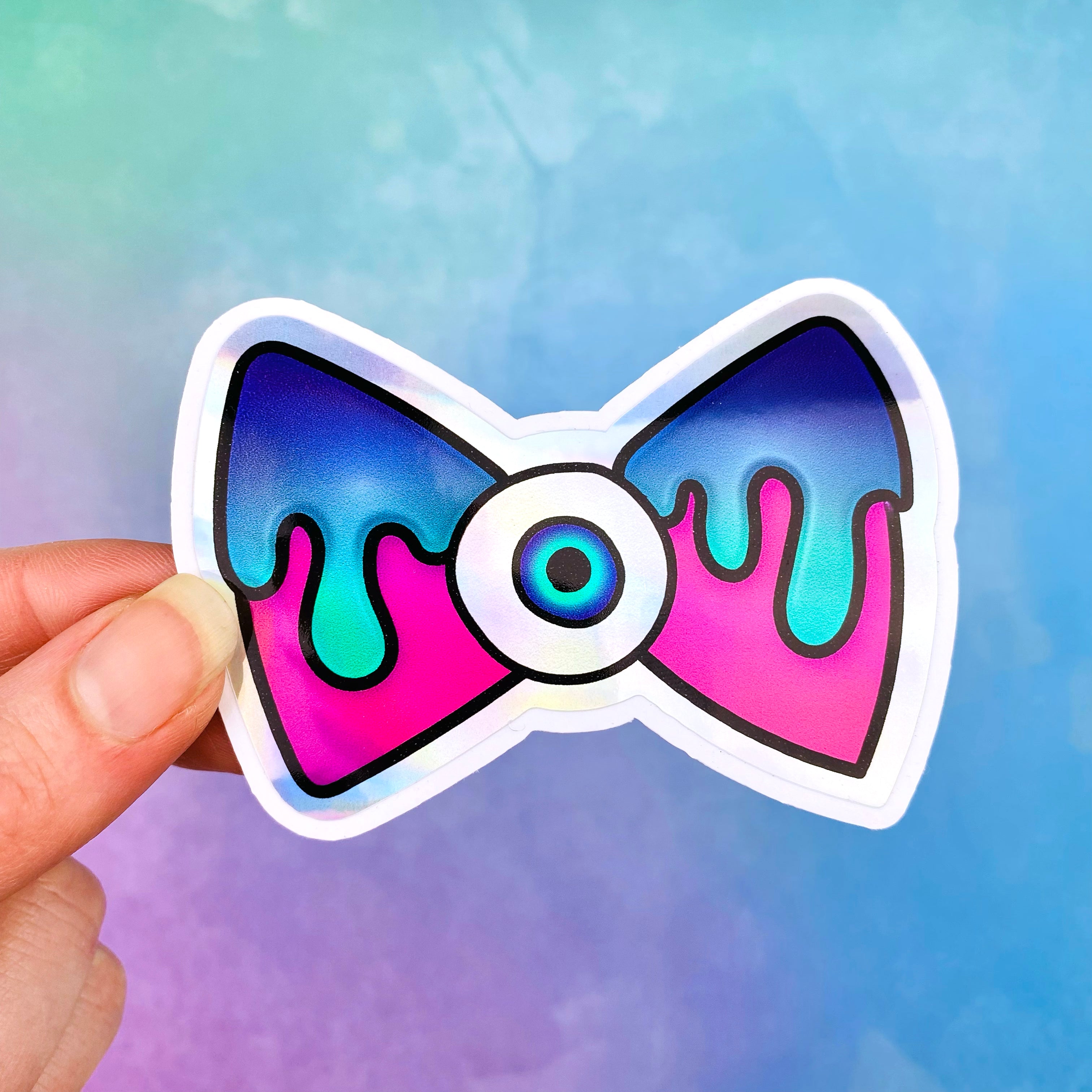 HOLOGRAPHIC Pastel Goth Eyeball Bow Die Cut Vinyl Decal – Shine Sticker ...
