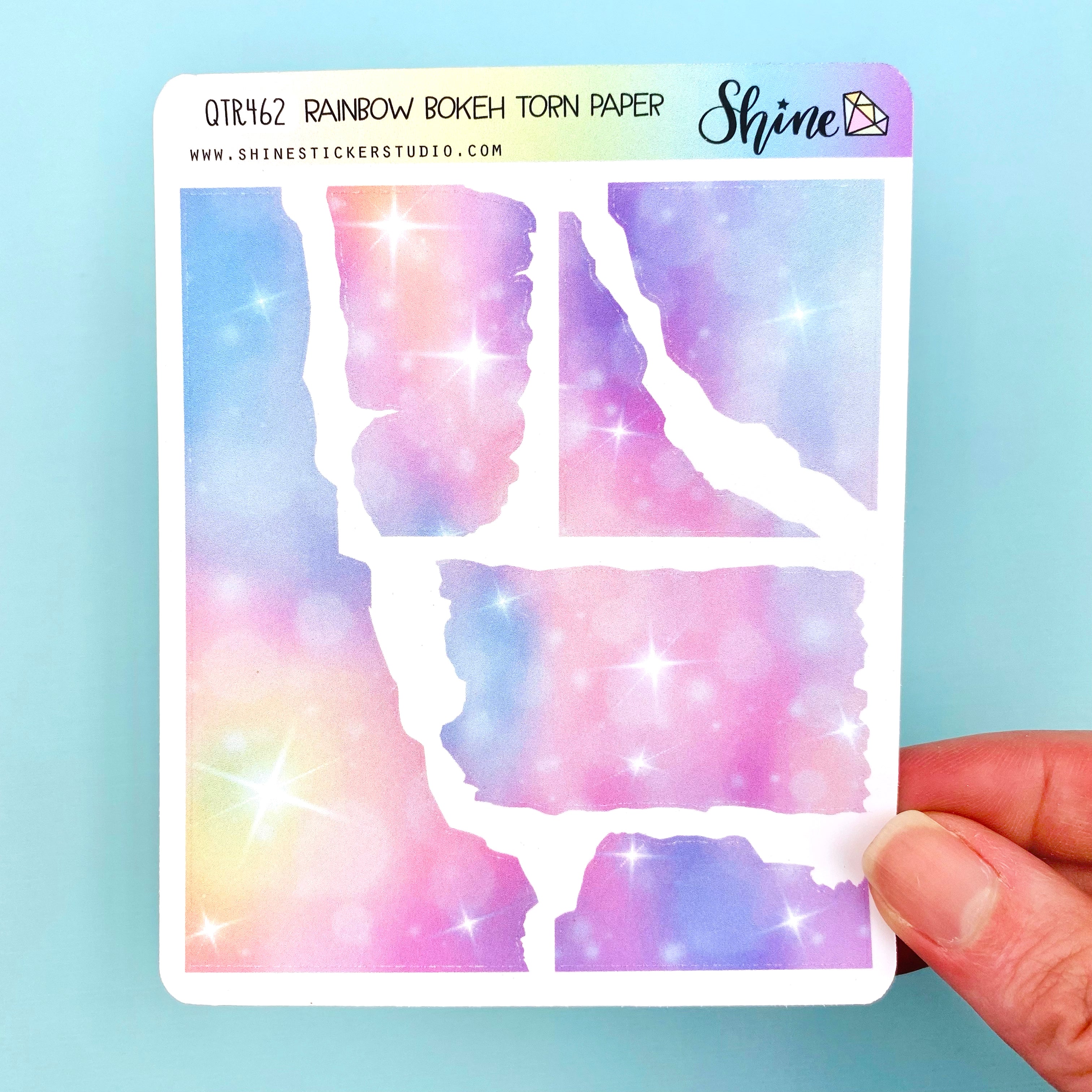 Rainbow Bokeh Torn Paper Stickers – Shine Sticker Studio