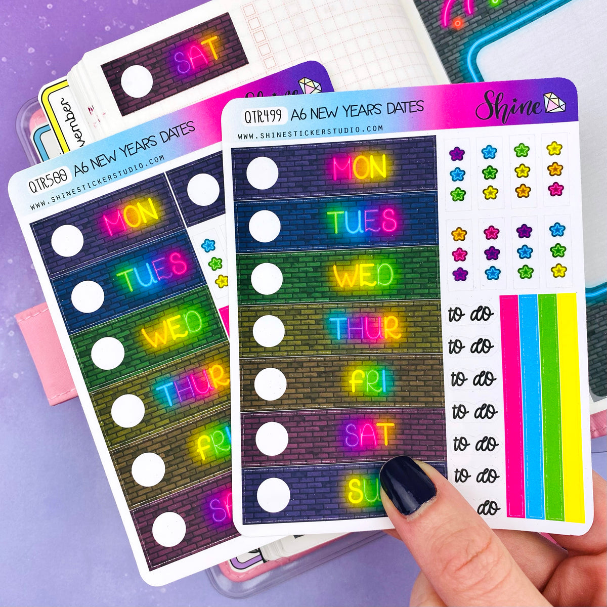 Neon New Years - A6 Hobonichi Date Cover Stickers – Shine Sticker Studio