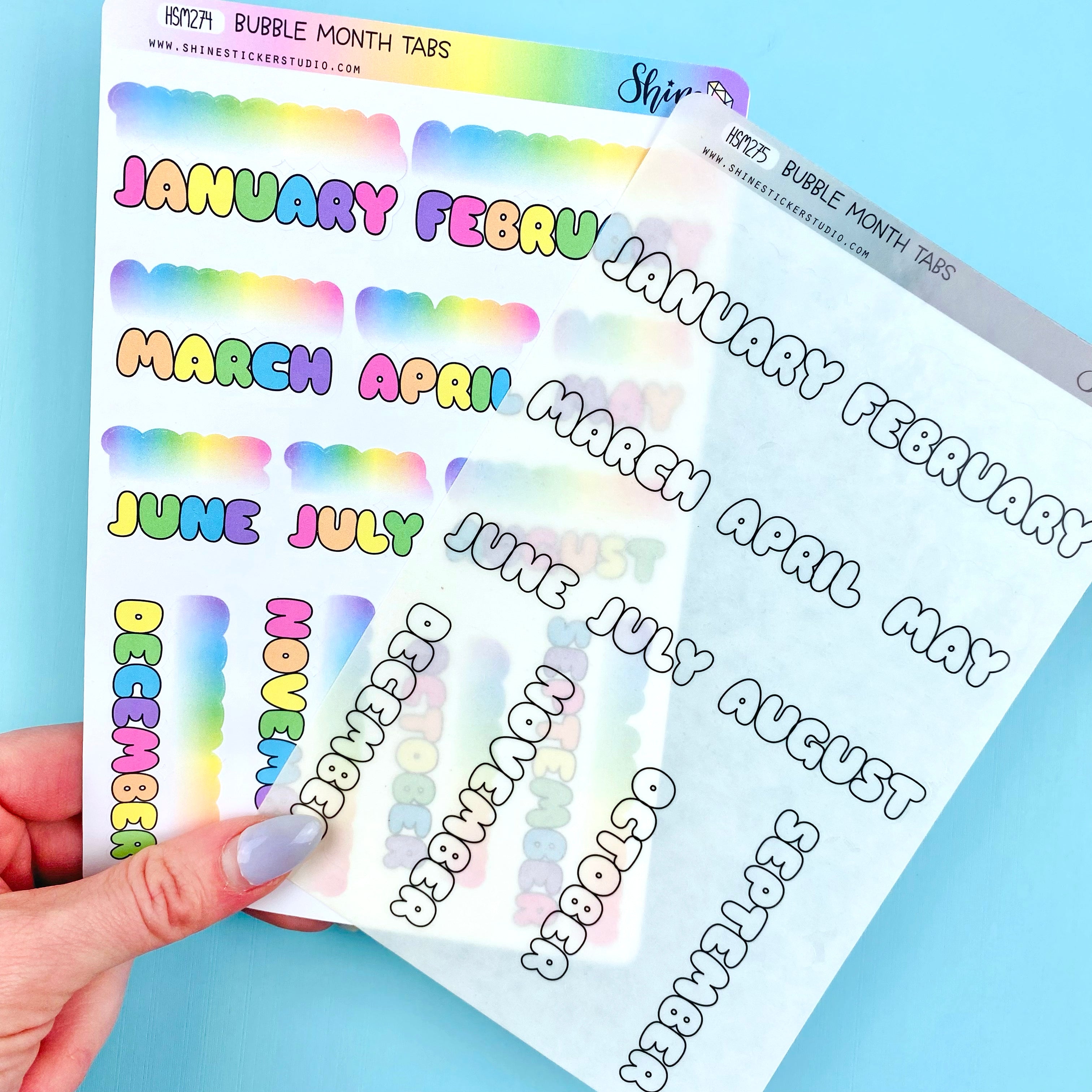 Bubble Letter Monthly Tab Stickers – Shine Sticker Studio