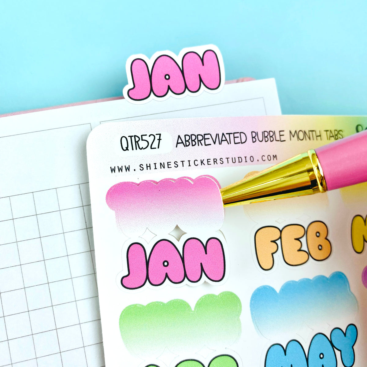 Abbreviated Bubble Letter Monthly Tab Stickers – Shine Sticker Studio