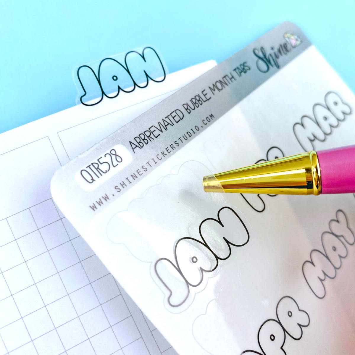 Abbreviated Bubble Letter Monthly Tab Stickers – Shine Sticker Studio