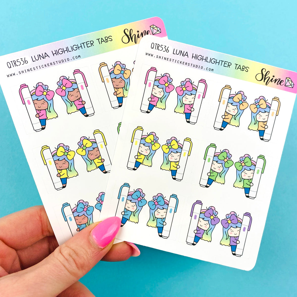 Luna Highlighter Tab Stickers – Shine Sticker Studio