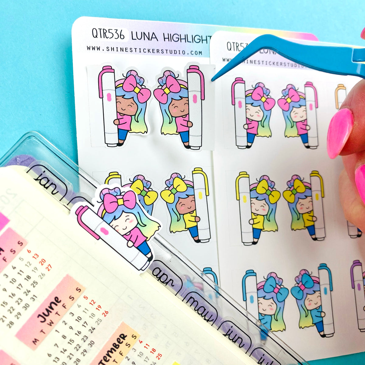Luna Highlighter Tab Stickers – Shine Sticker Studio
