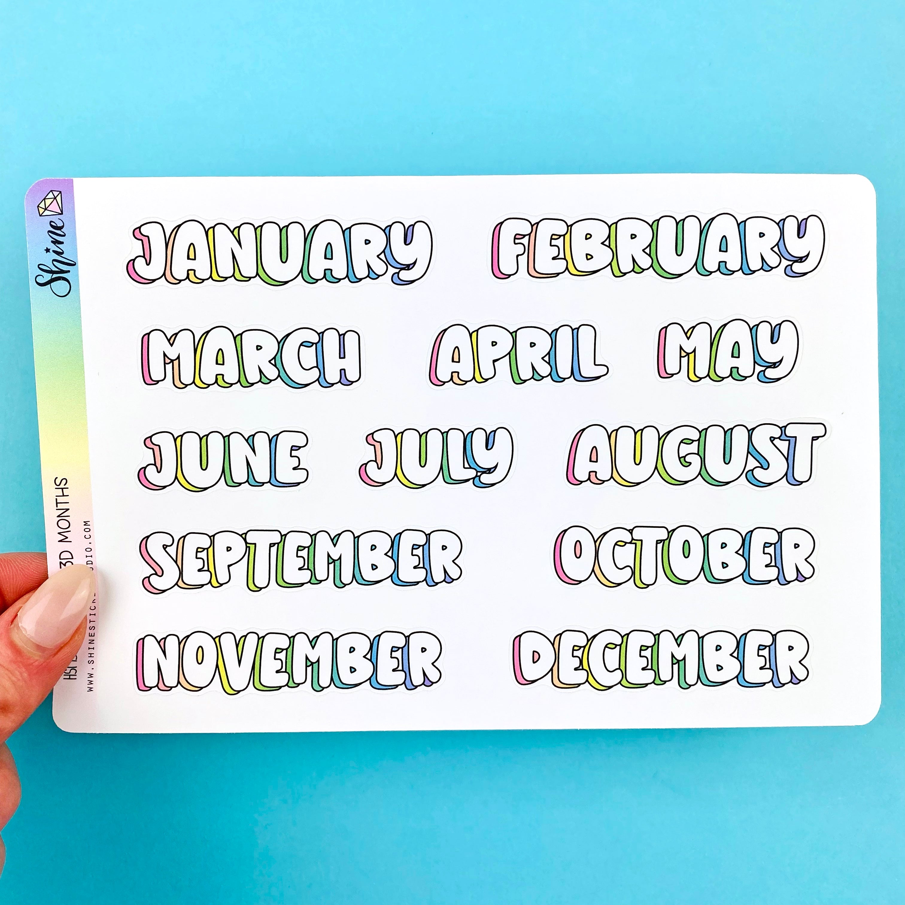 Large 3D Months – Shine Sticker Studio