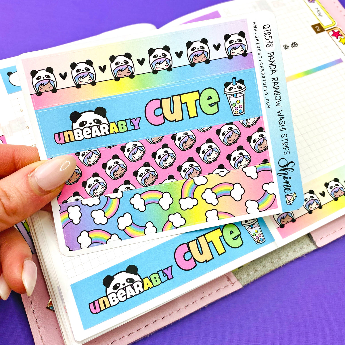 A6 Panda Rainbow Washi Strip Stickers – Shine Sticker Studio