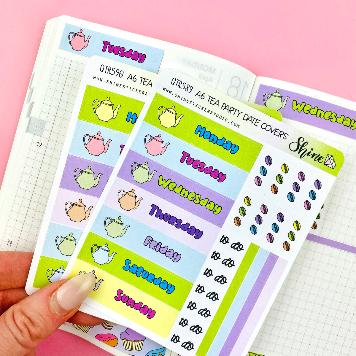 A6 Tea Party Hobonichi Date Cover Stickers – Shine Sticker Studio