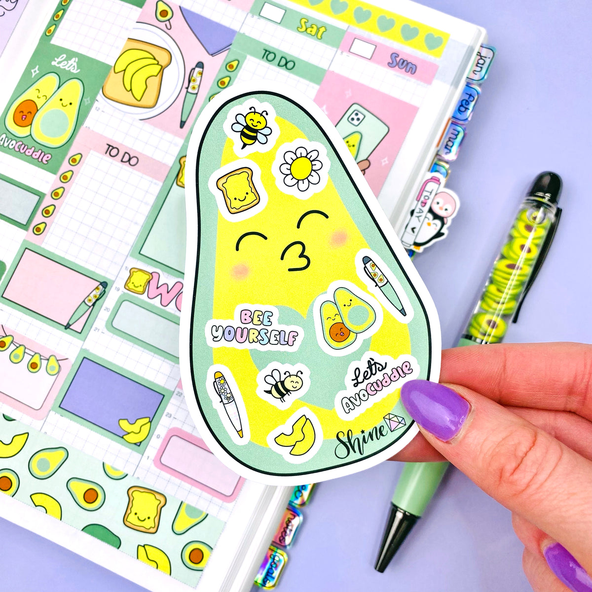 Avocado Sticker Sampler Die Cut – Shine Sticker Studio
