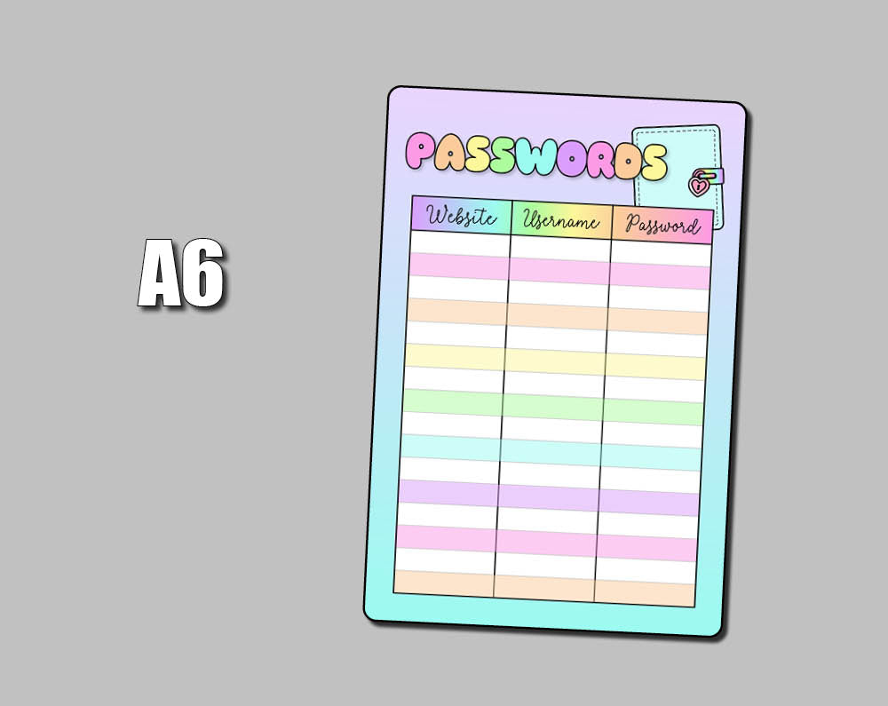 Passwords Log Jumbo Sticker – Shine Sticker Studio