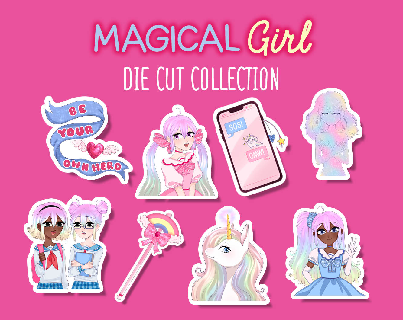 Magical Girl Sticker DIE CUT Collection – Shine Sticker Studio