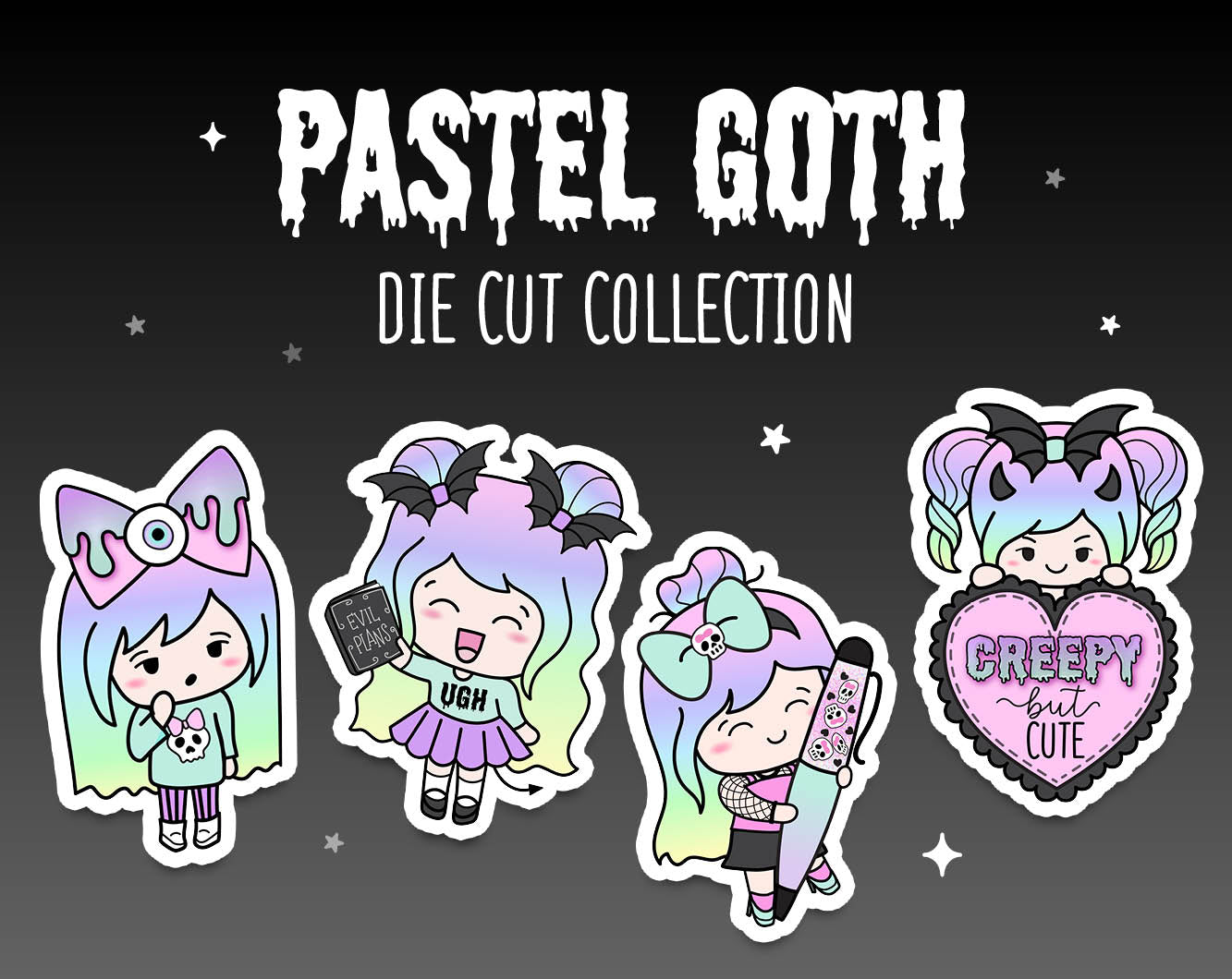 Pastel Goth - Collab with The Angel Shoppe - Luna Sticker DIE CUTS ...