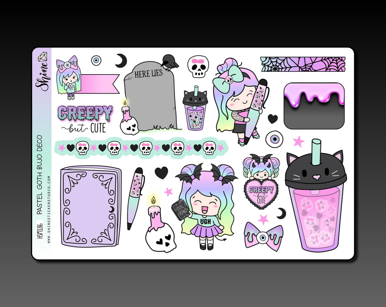 Pastel Goth - Collab with The Angel Shoppe - Bujo Deco Stickers – Shine ...