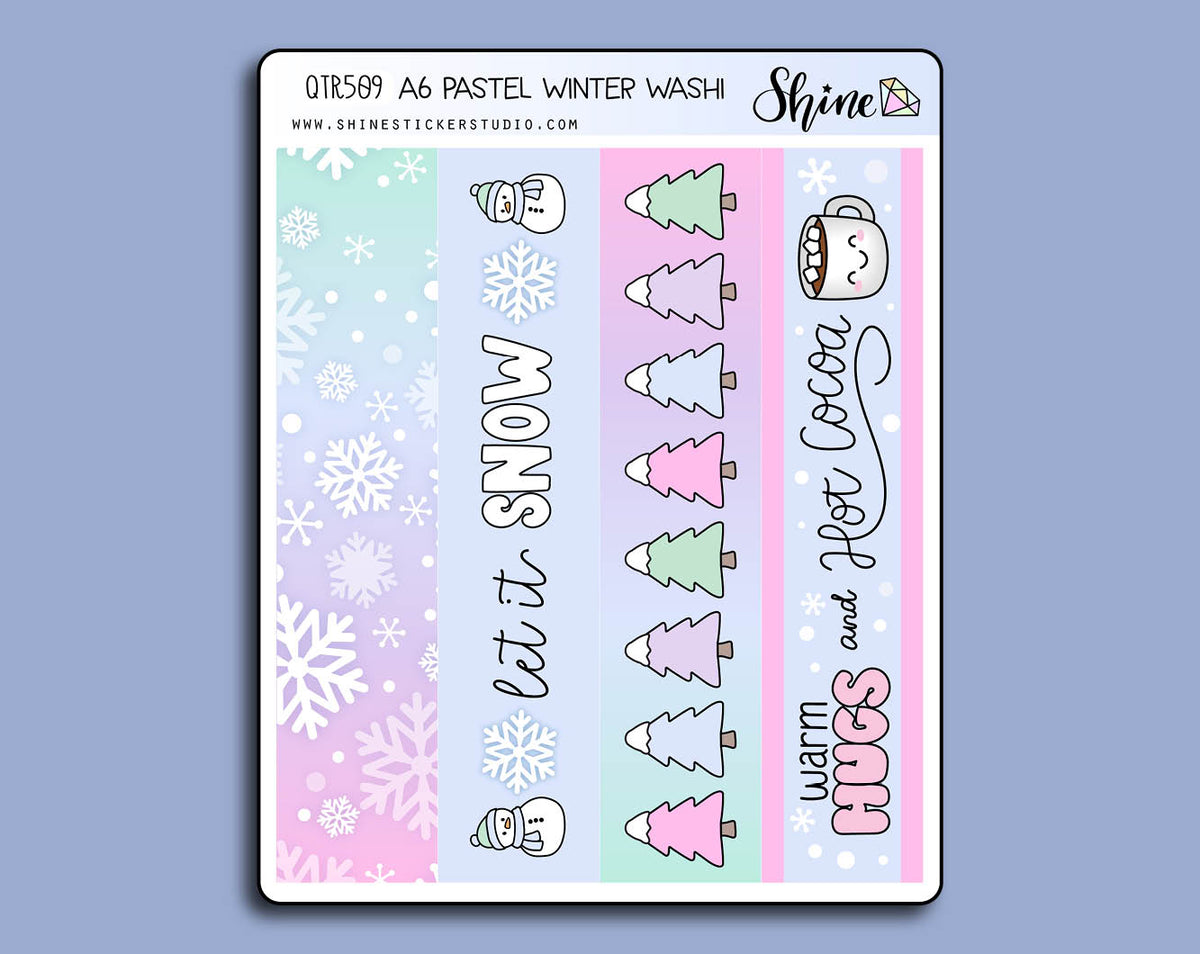 A6 Pastel Winter Washi Strip Stickers – Shine Sticker Studio