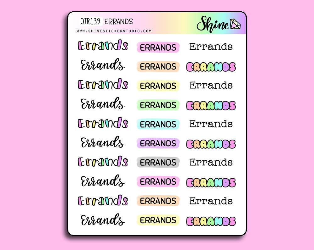 Errands Stickers – Shine Sticker Studio