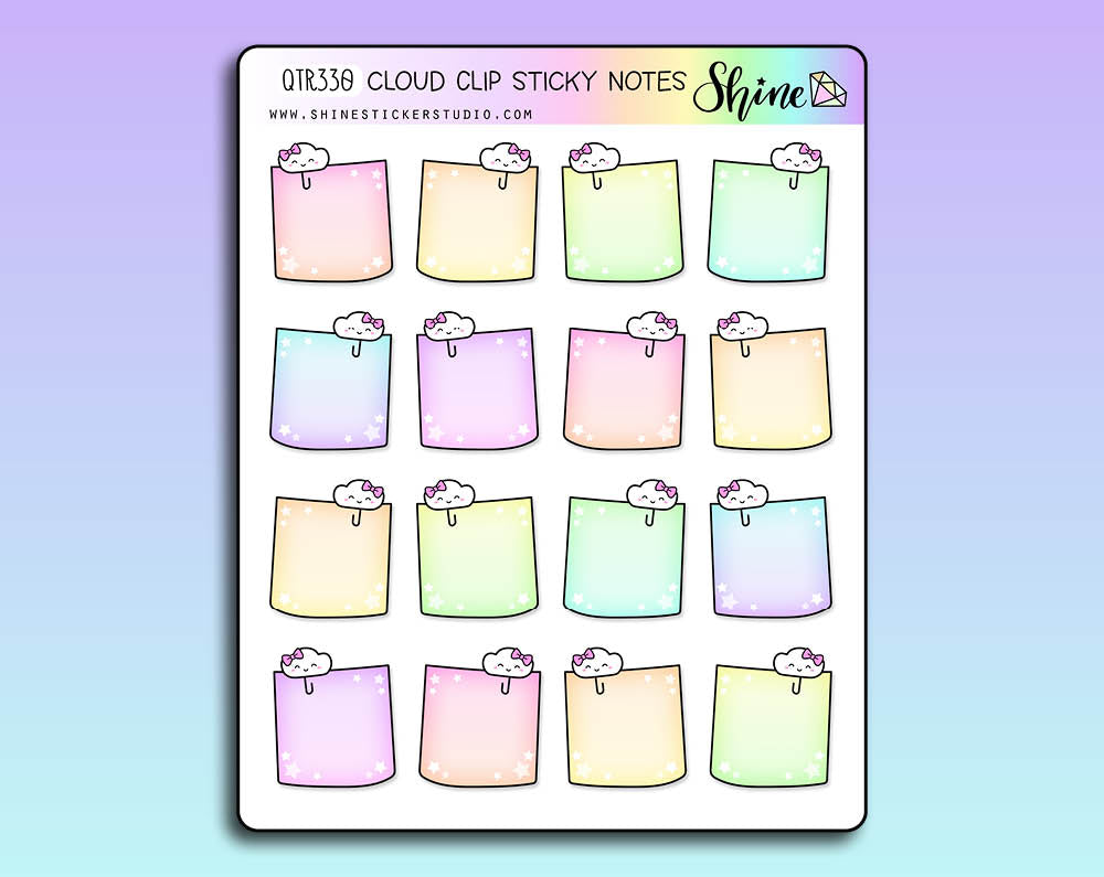Small Cloud Clip Sticky Note Stickers – Shine Sticker Studio