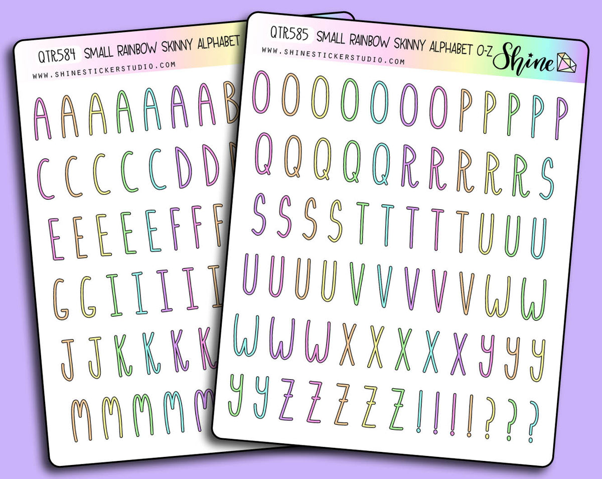 Small Alphabet Rainbow Skinny Letter Stickers – Shine Sticker Studio