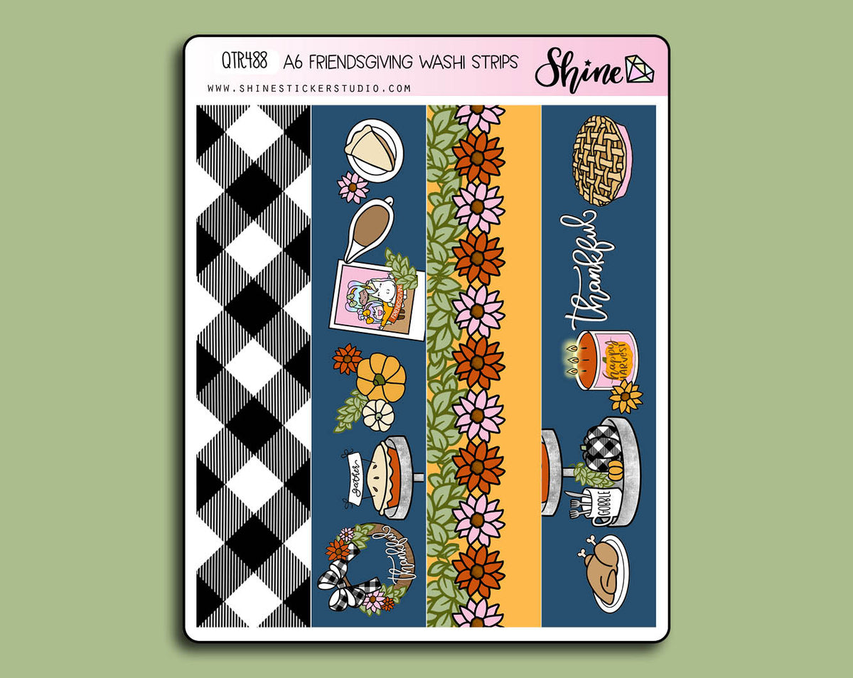 A6 Friendsgiving Washi Strip Stickers – Shine Sticker Studio